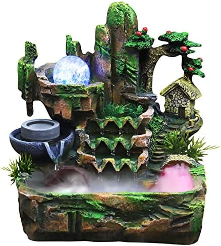 Waterfall Fountain Tabletop Rockery Fountain Indoor with Aquariums ...