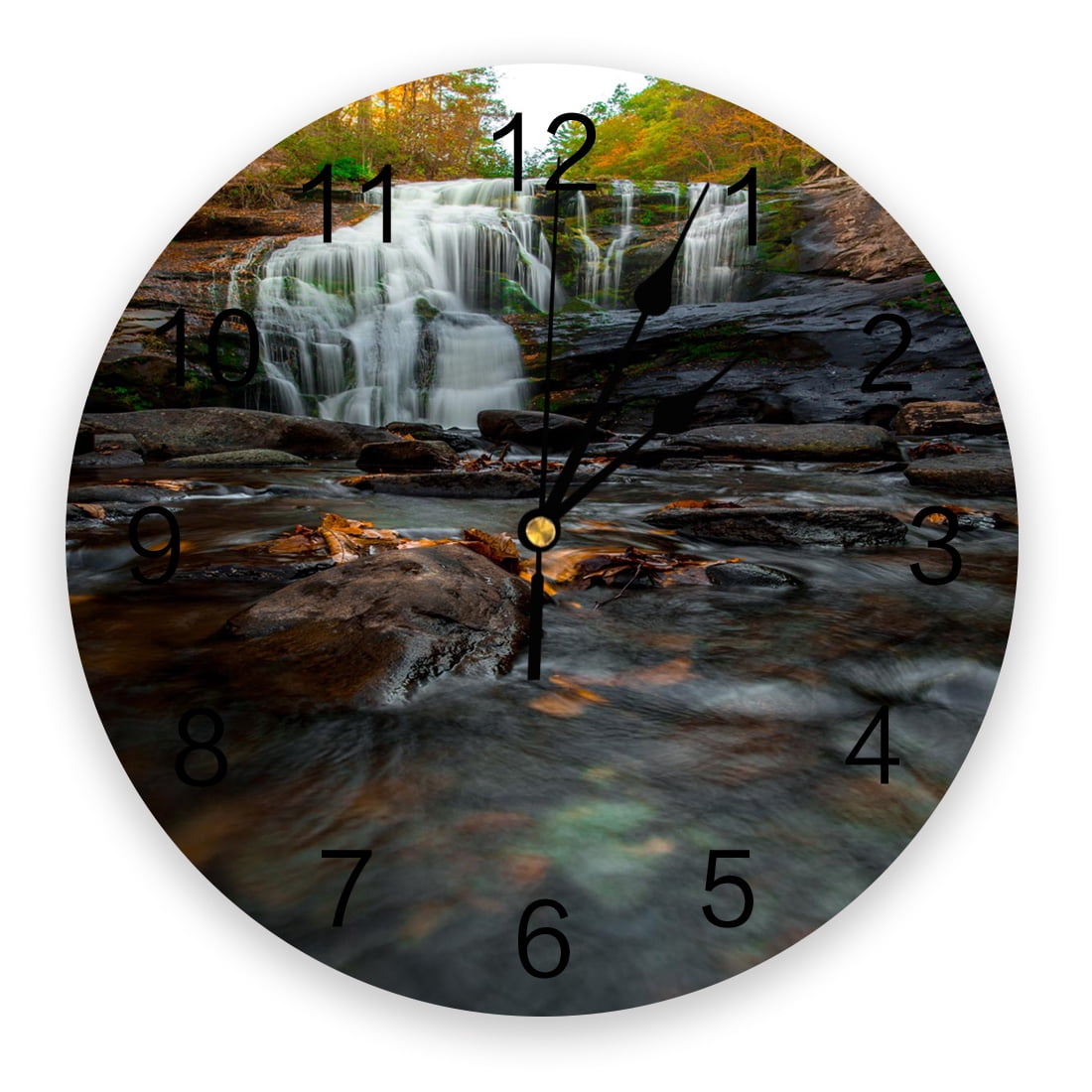 Waterfall Garden Green Jungle Wall Clock Bedroom Silent Wall Digital ...