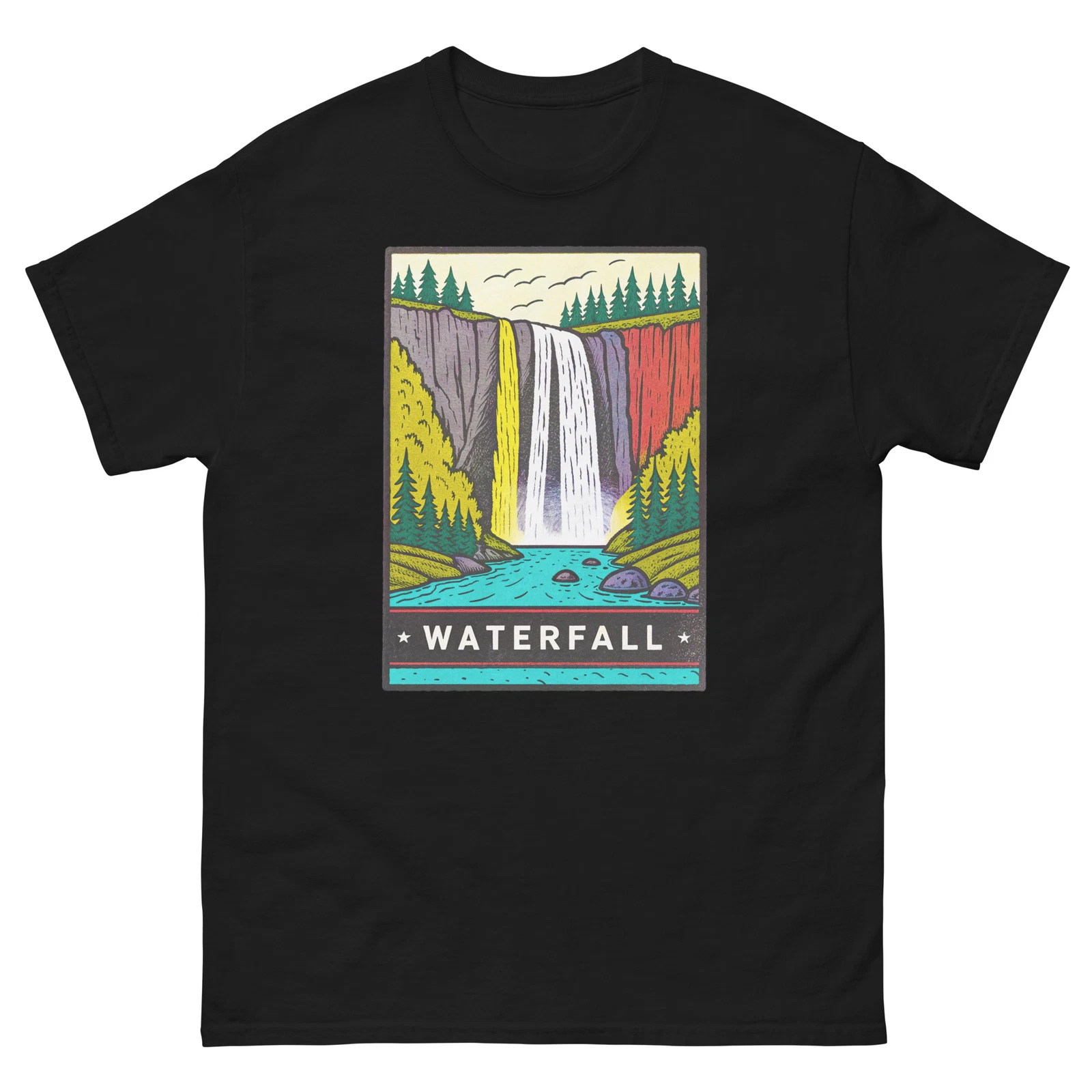 Waterfall Geographical Landscape Location Scenery T-Shirt - Walmart.com