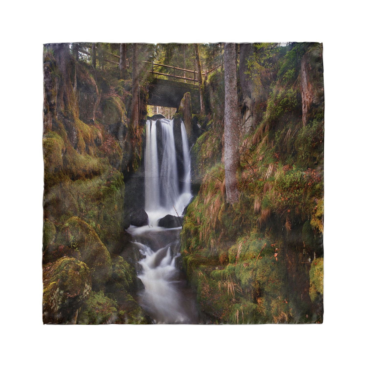 Waterfall Head Scarf, Wooden Bridge Forest, Head Wrap, 3 Sizes, by ...