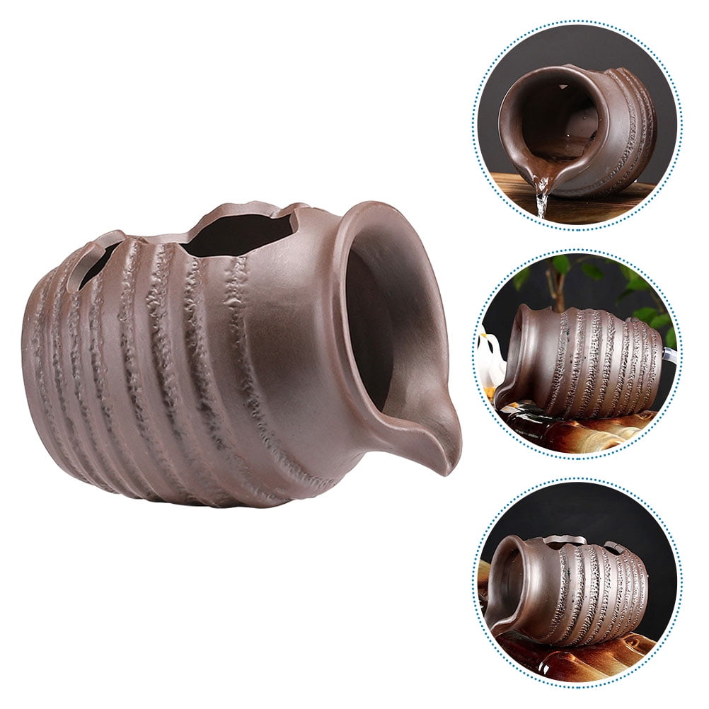 FRCOLOR Brown Ceramic Jar Water Fountain Decorative Waterfall for ...