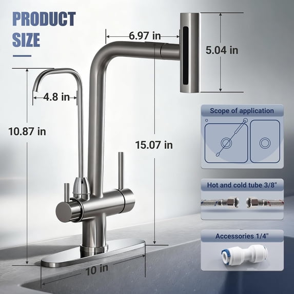 Waterfall Kitchen Faucet with Water Filter, Upgraded Separate Drinking ...