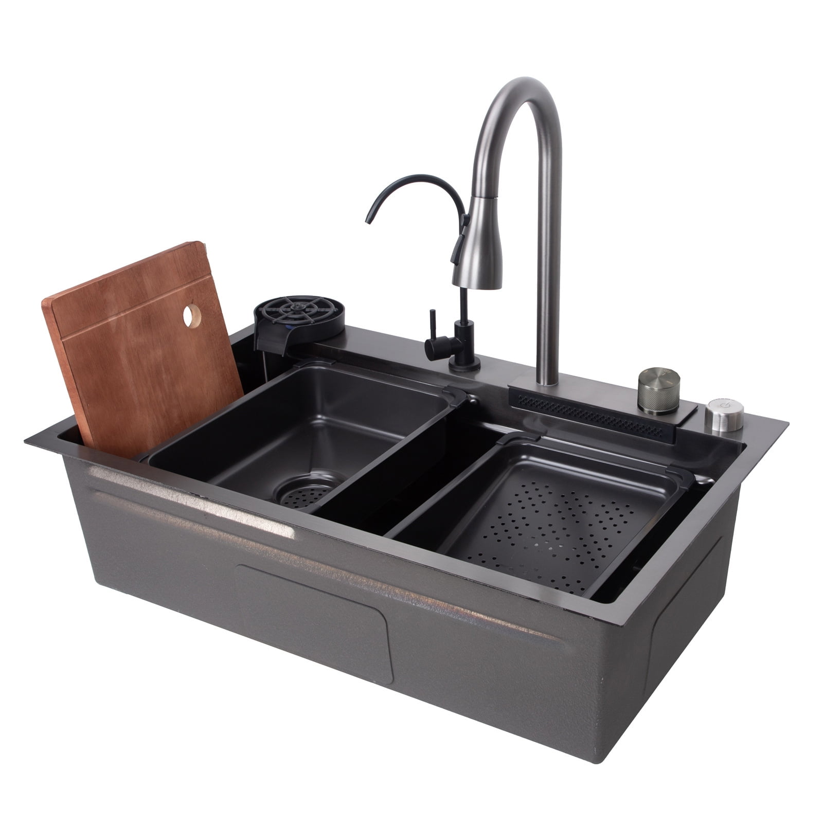 Waterfall Kitchen Sink Set With Water Flow Patterns & Pull-Out Faucet ...