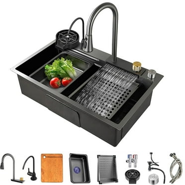 32 in. Gunmetal Black Stainless Steel Single Bowl Undermount ...