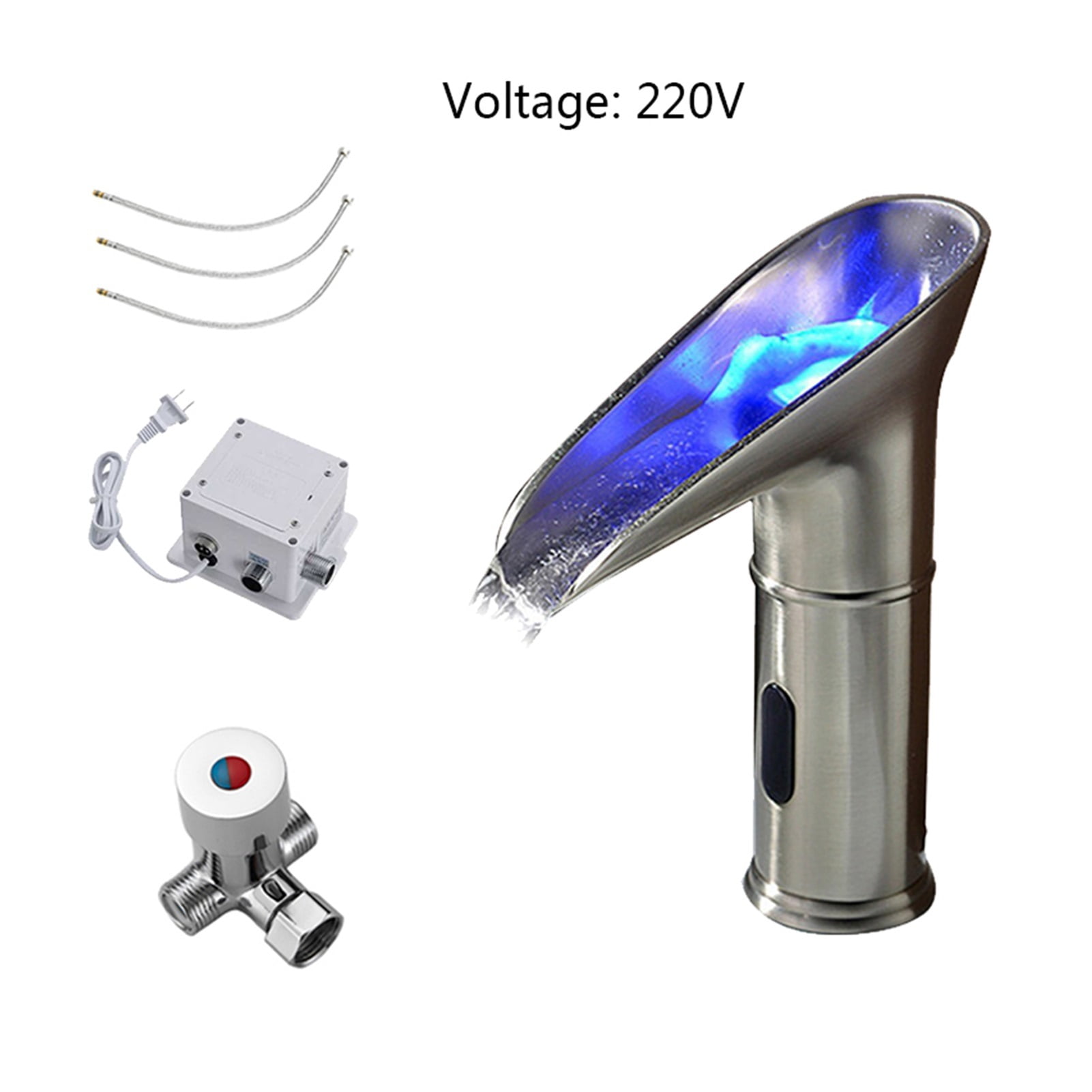 Waterfall LED Sensor Basin Faucet Electric Automatic Sensor Faucet ...