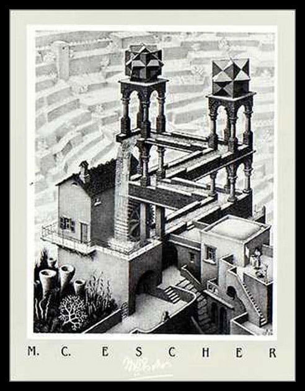Waterfall Laminated & Framed Poster by M.C. Escher (20 x 28) - Walmart.com