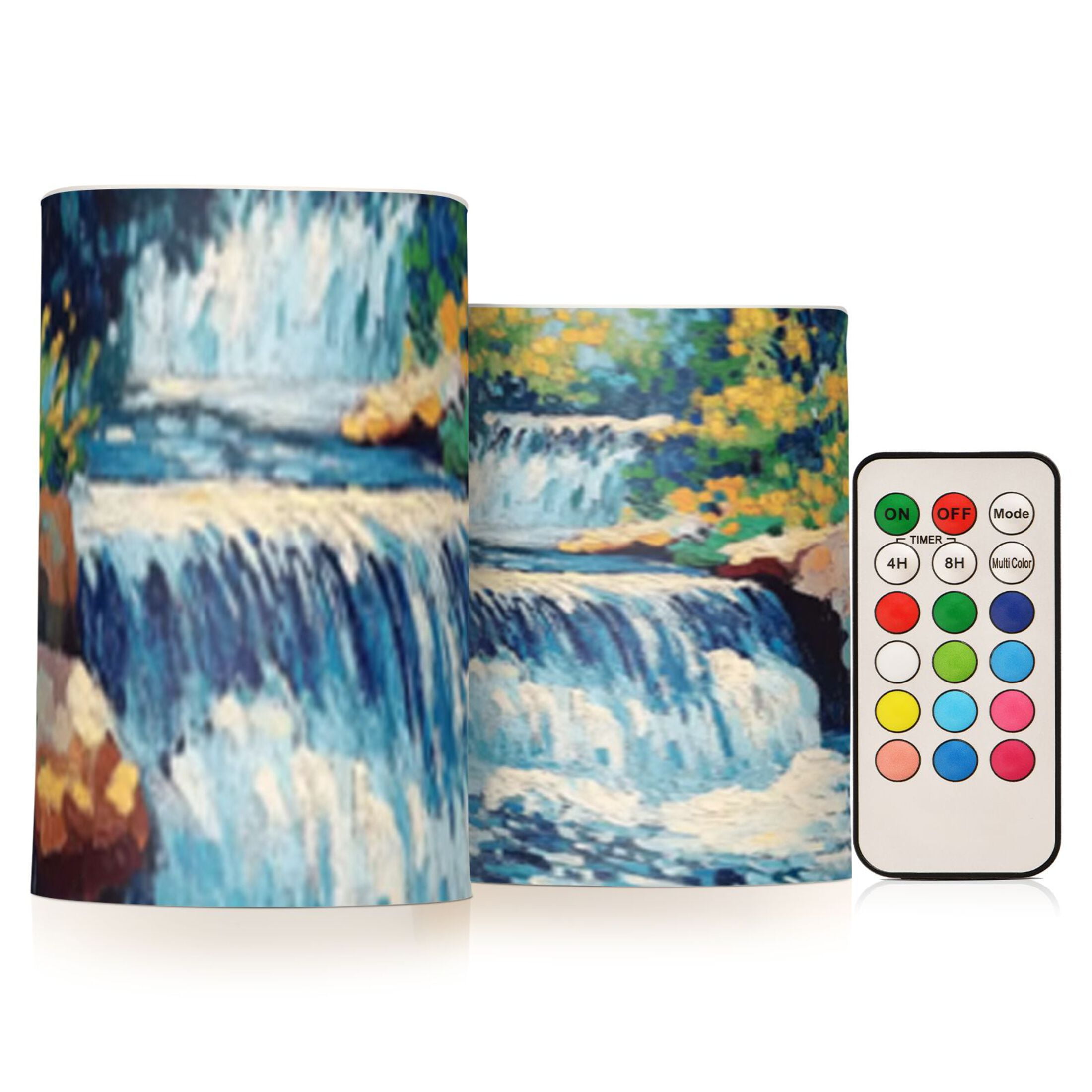 Waterfall Landscape Flickering Flameless Candles Battery Operated with ...