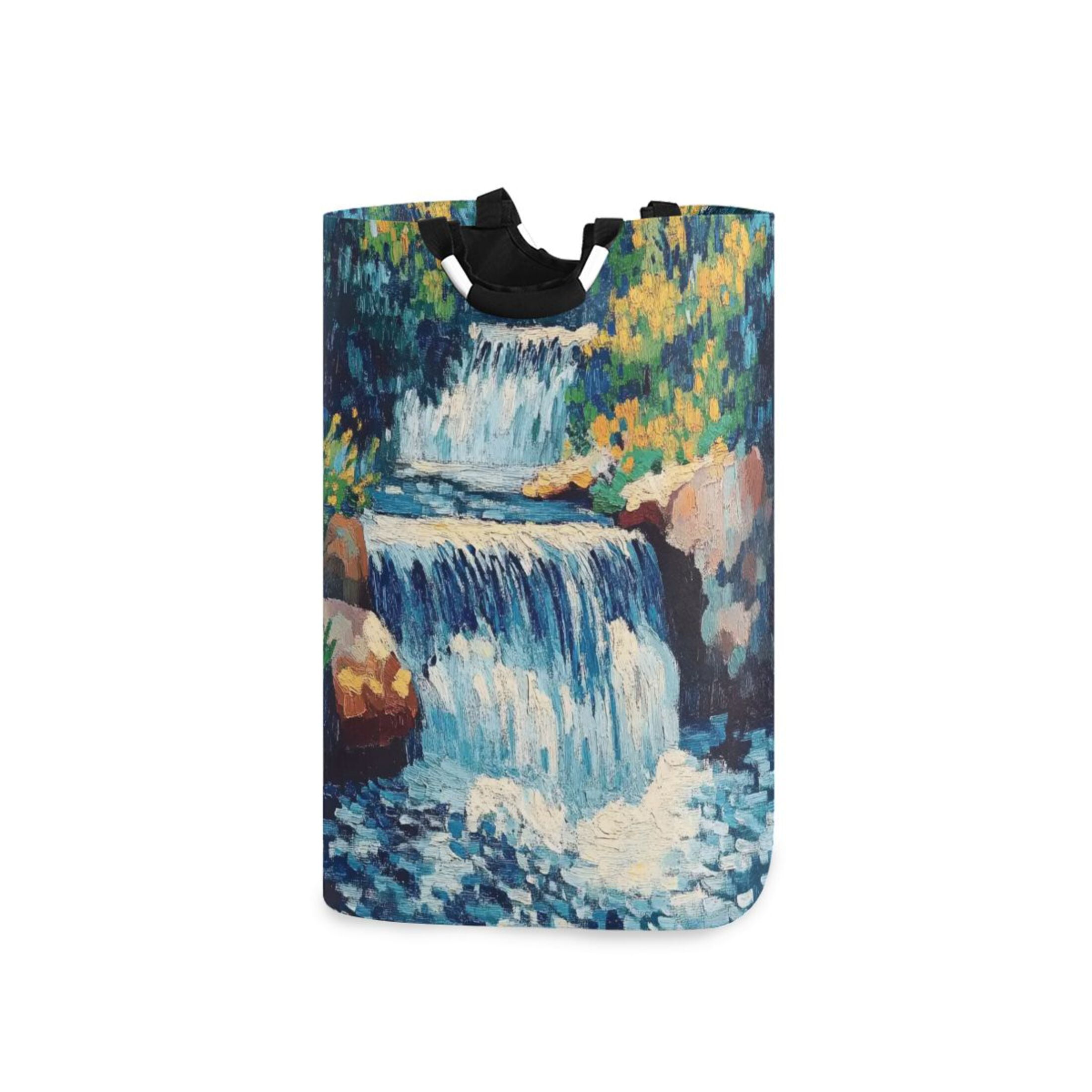 Waterfall Landscape Laundry Basket with Handles 50L Collapsible Laundry ...