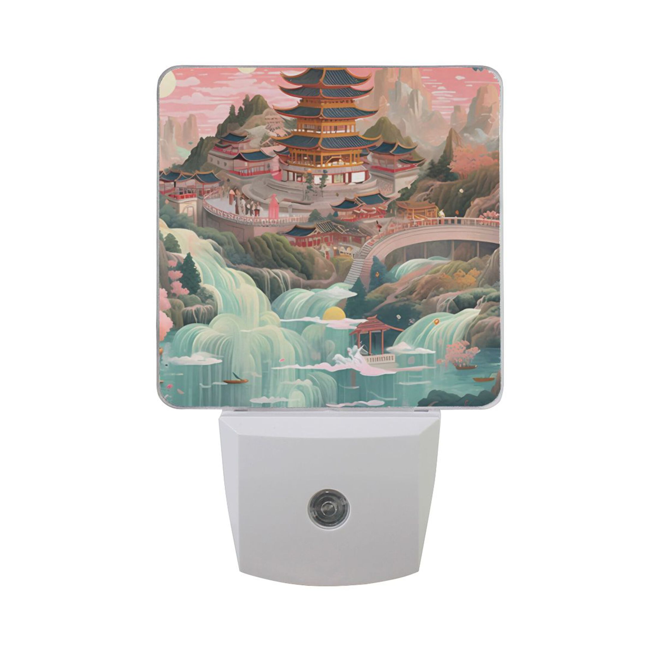 Waterfall Landscape Night Light LED Dusk to Dawn Auto Sensor Night Lamp ...