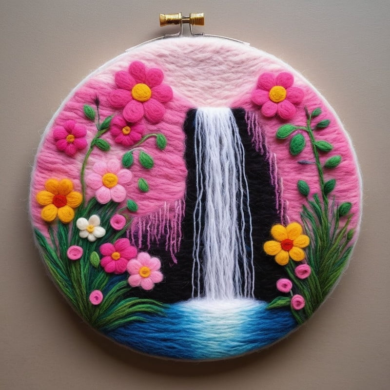 Waterfall Needle Felting Set, Beginner Felt Painting Set, With Wool ...