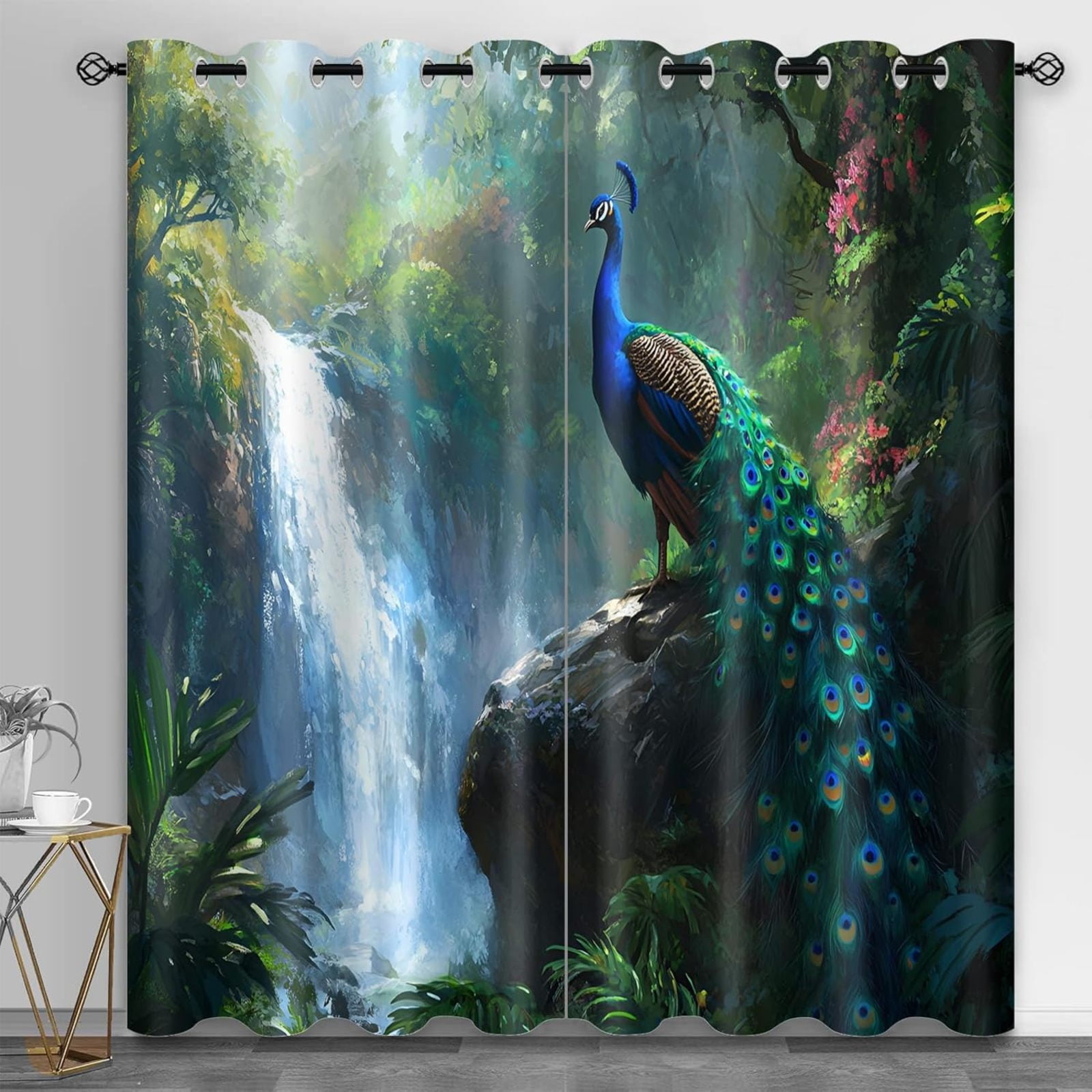 Waterfall Peacock Curtains, Peacock Feather Blackout Curtains For ...