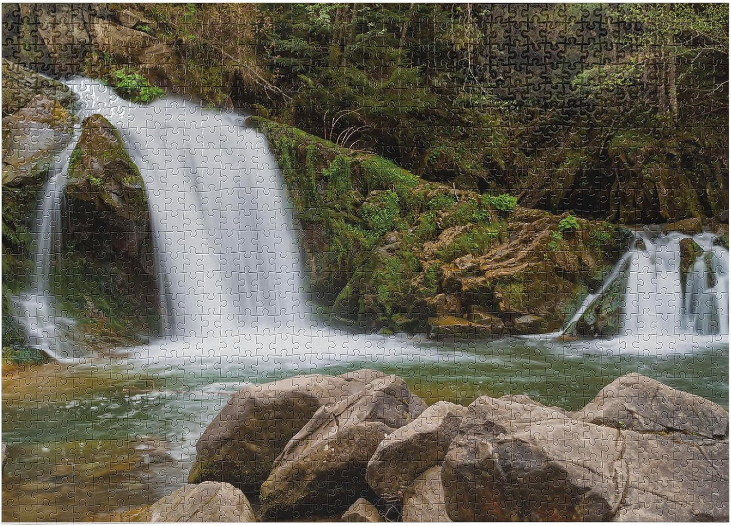 Waterfall Photo of Mother and Waterfalls by The Mountain Side with Moss ...