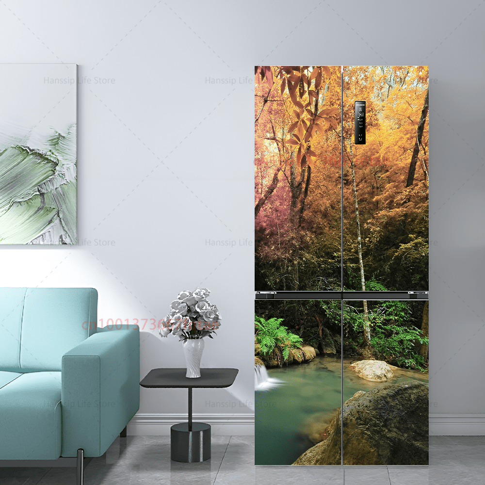 Waterfall Photo Printed Fridge Door Sticker Waterproof PVC Natural ...