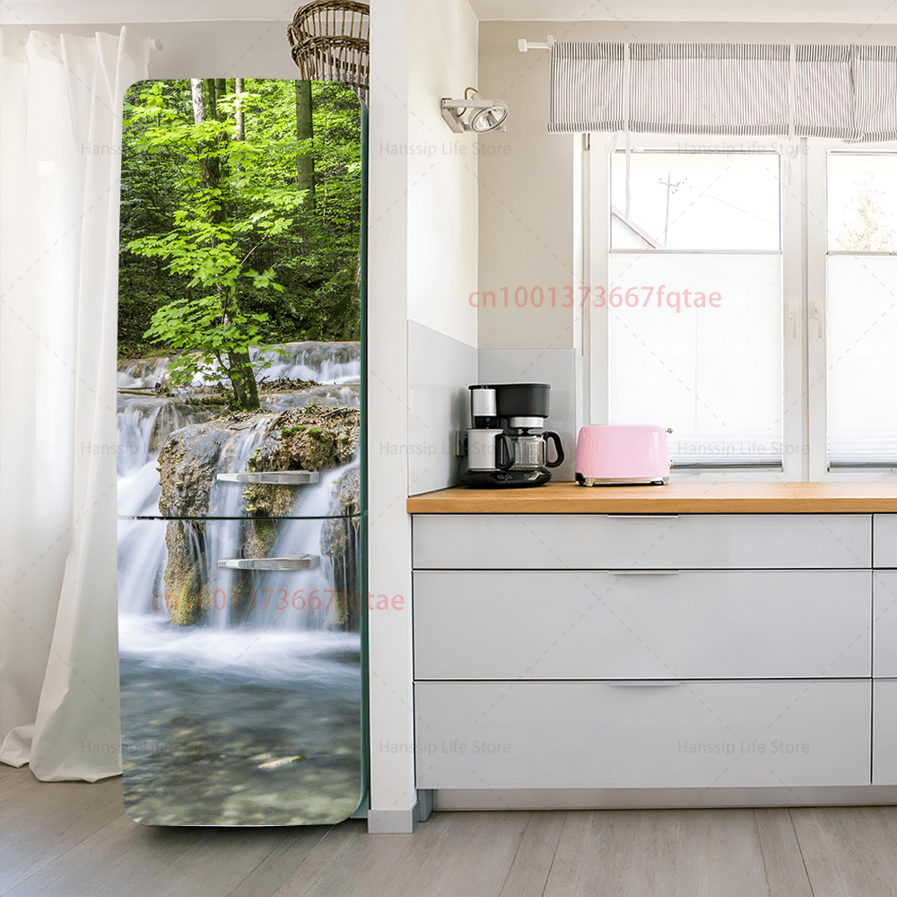 Waterfall Photo Printed Fridge Door Sticker Waterproof PVC Natural ...