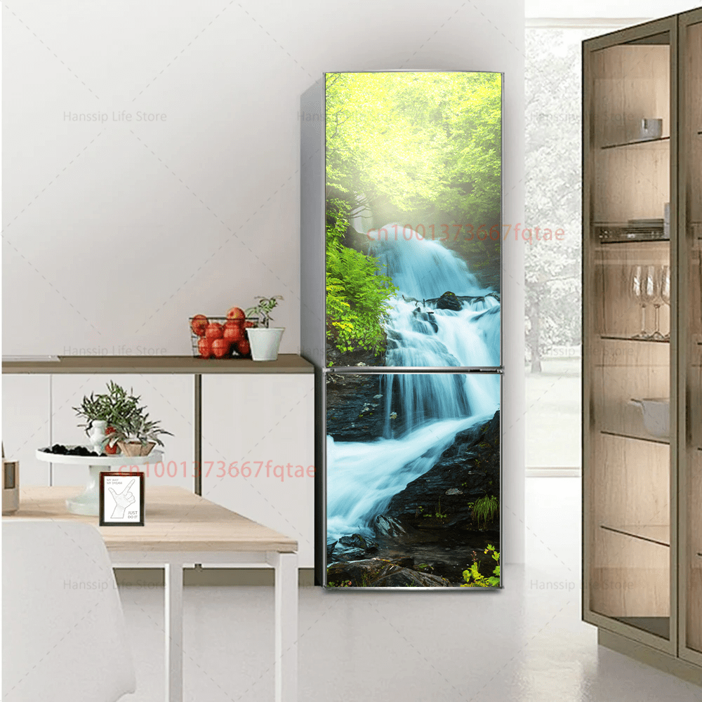 Waterfall Photo Printed Fridge Door Sticker Waterproof PVC Natural ...