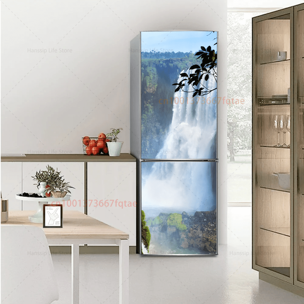 Waterfall Photo Printed Fridge Door Sticker Waterproof PVC Natural ...