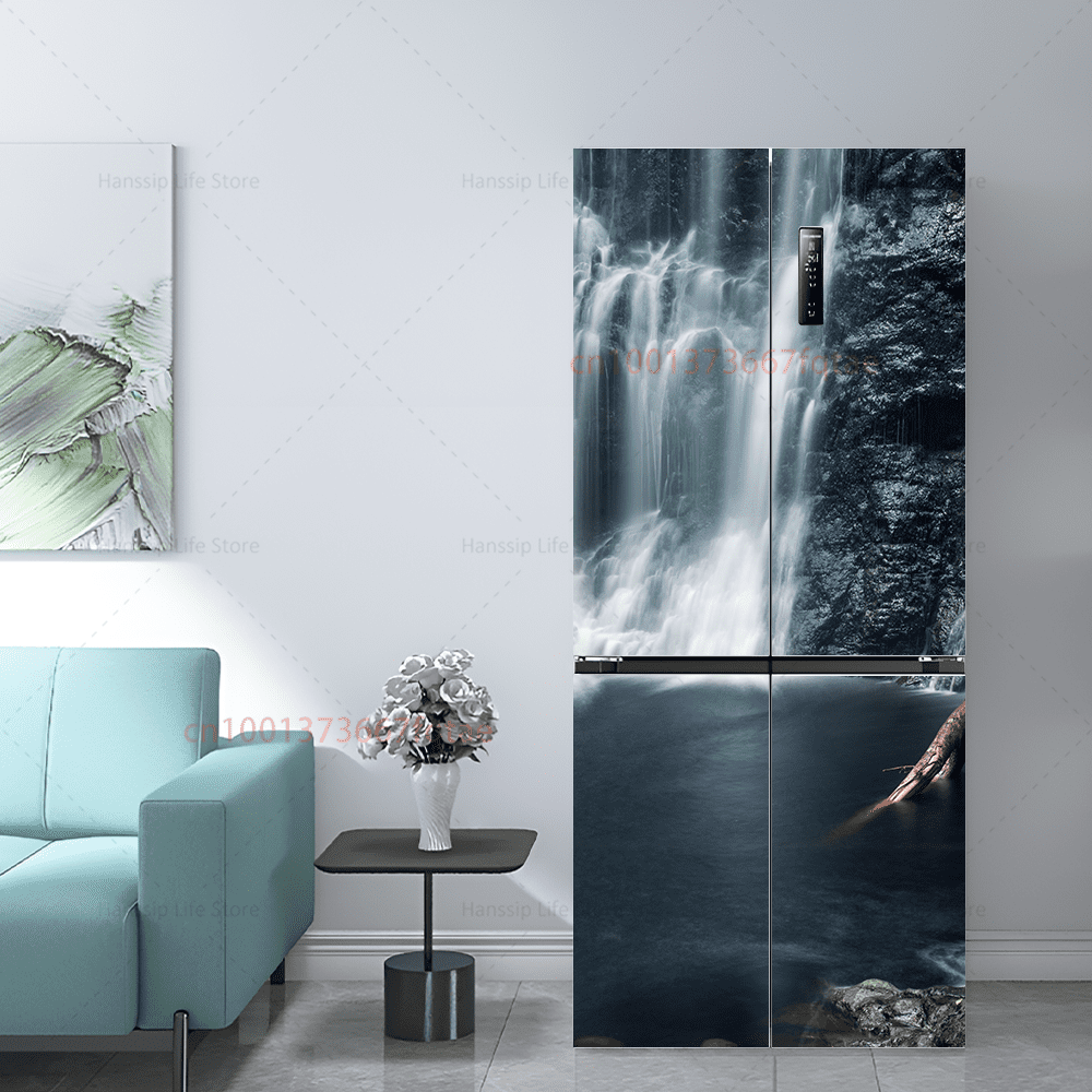 Waterfall Photo Printed Fridge Door Sticker Waterproof PVC Natural ...