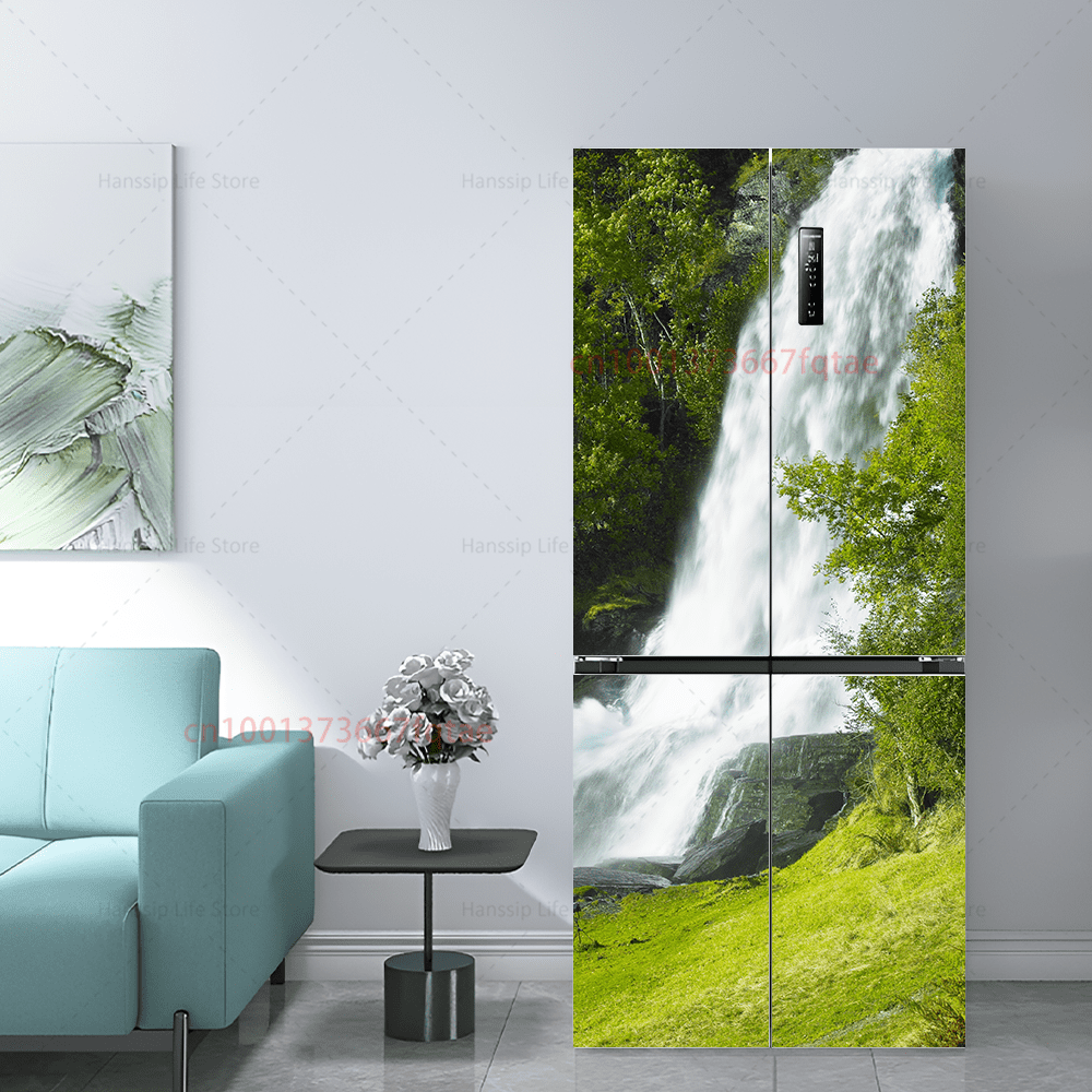 Waterfall Photo Printed Fridge Door Sticker Waterproof PVC Natural ...