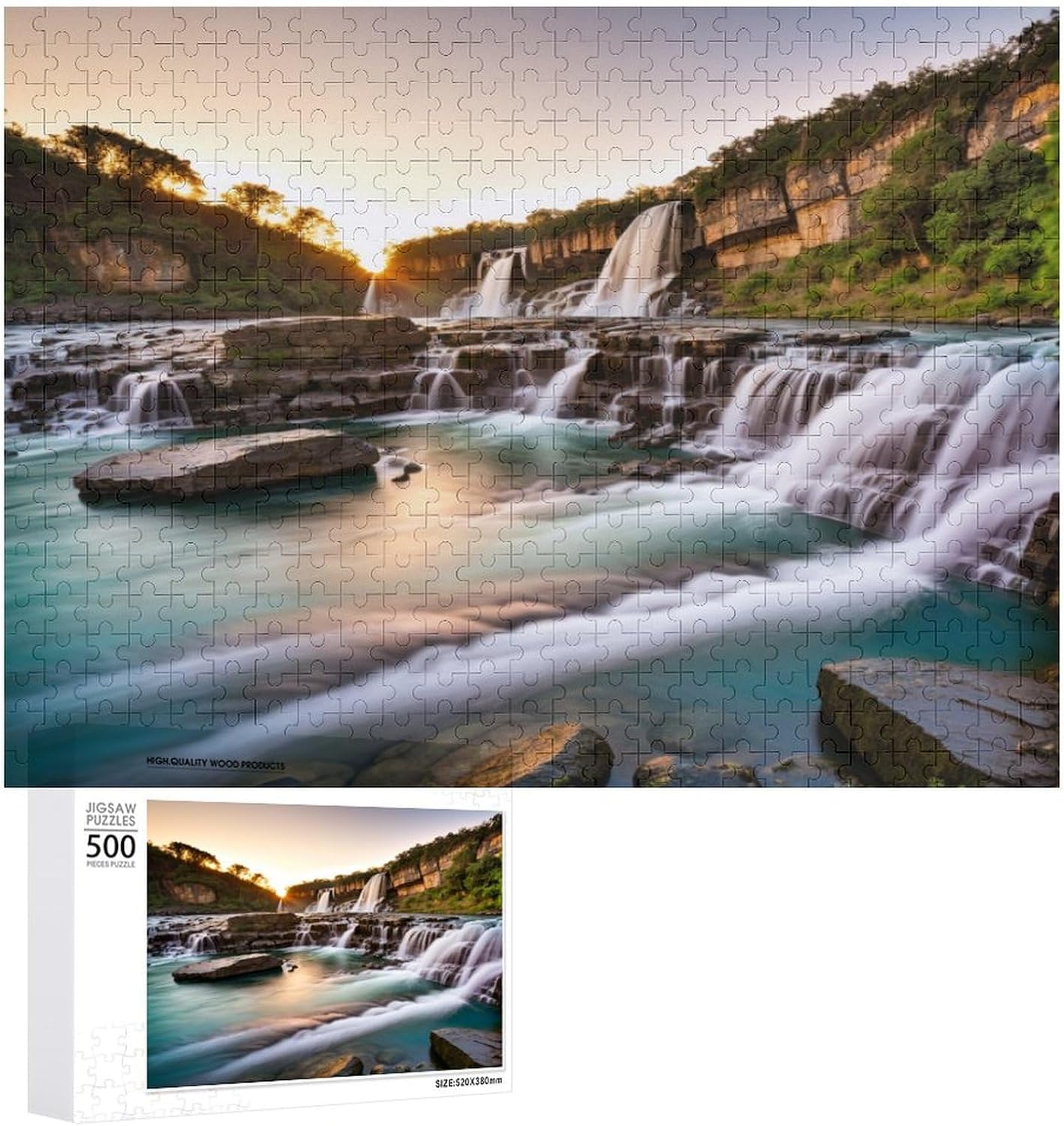 Waterfall Puzzle, Premium Jigsaw Wooden Puzzle, 500 Piece Jigsaw Puzzle ...
