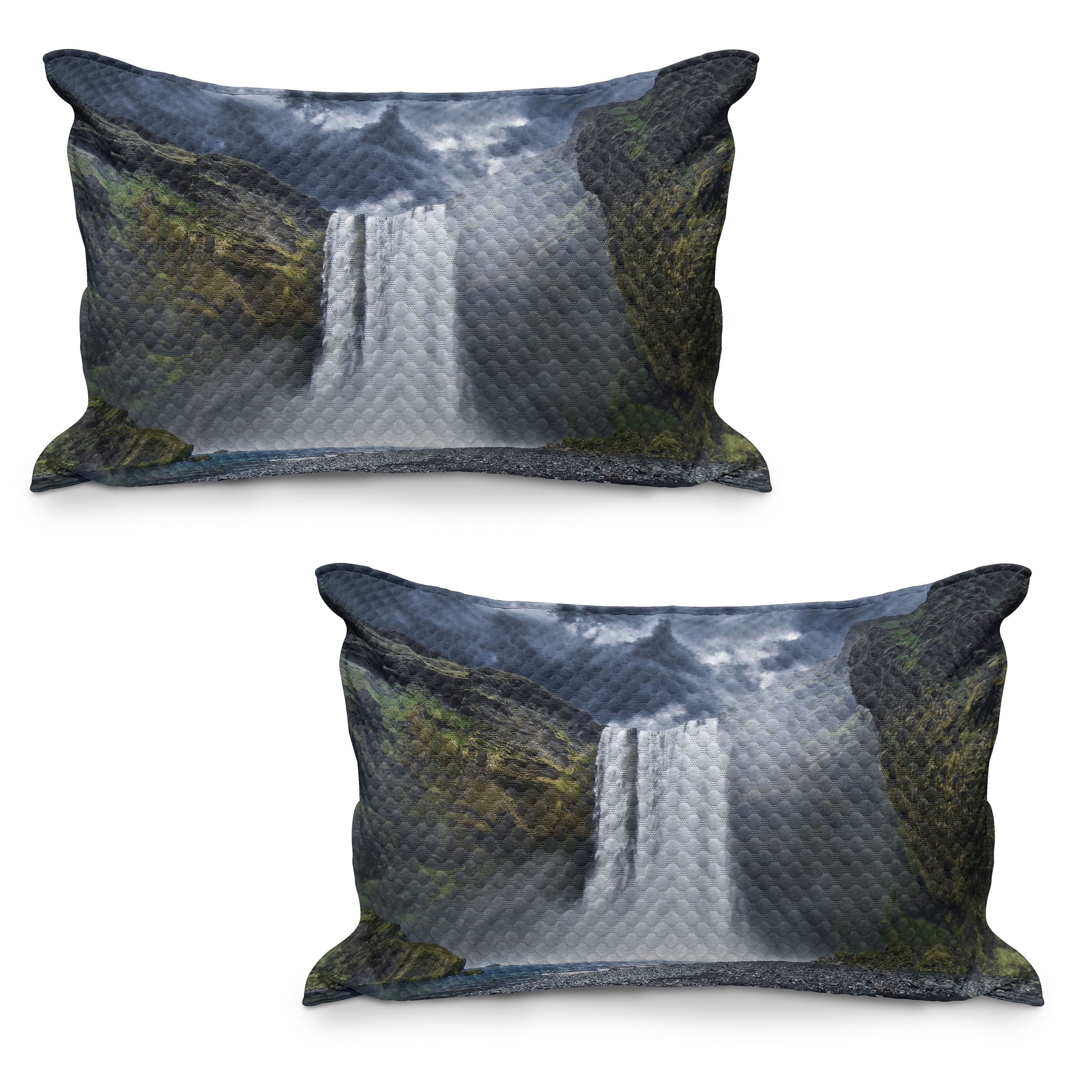 Waterfall Quilted Pillowcover Set of 2, Waterfall and Grand Cliffs in ...