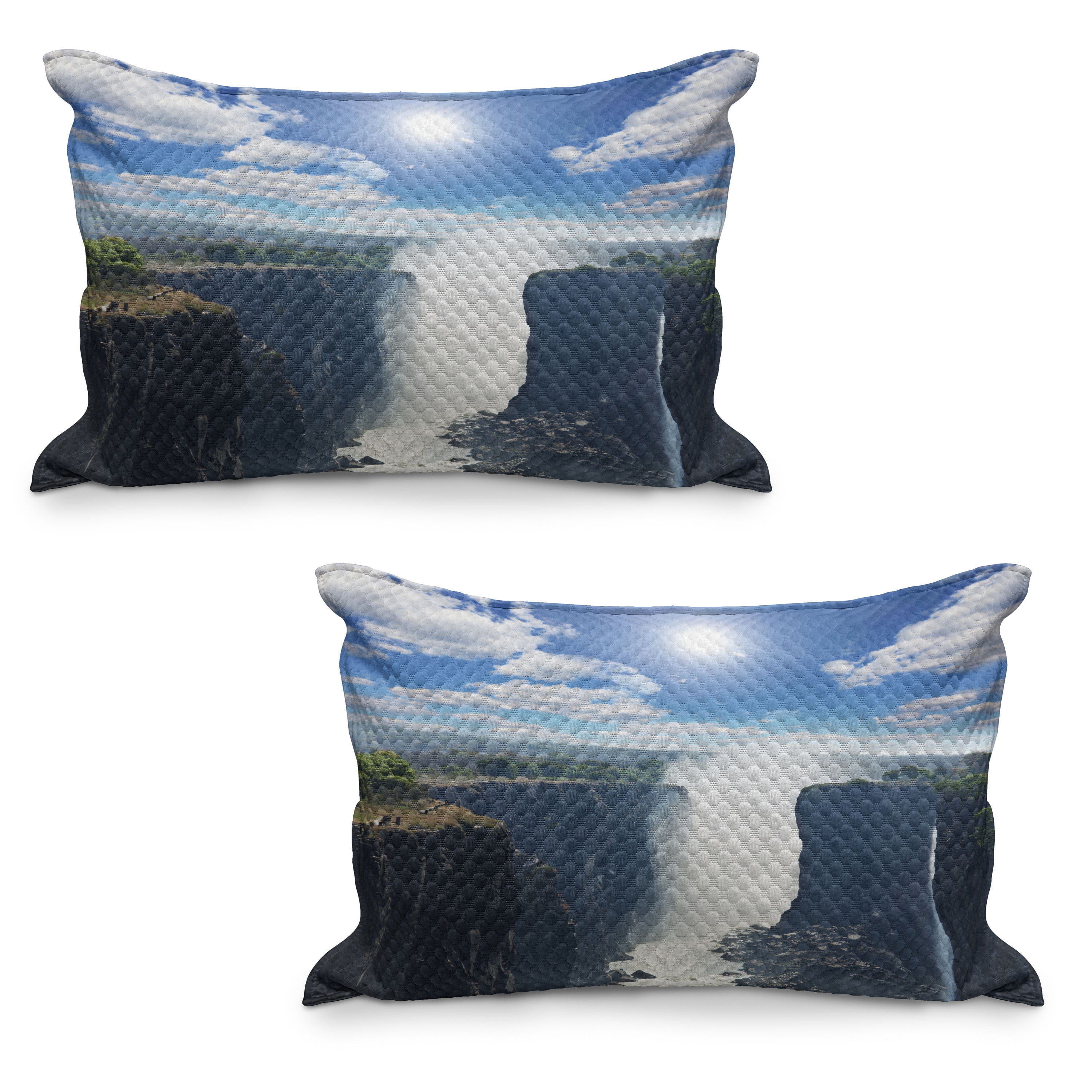 Waterfall Quilted Pillowcover Set of 2, Victoria Waterfall and Mountain ...