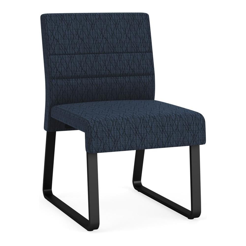 Waterfall Reception Sled Base Armless Guest Chair / Black Steel / Blue ...