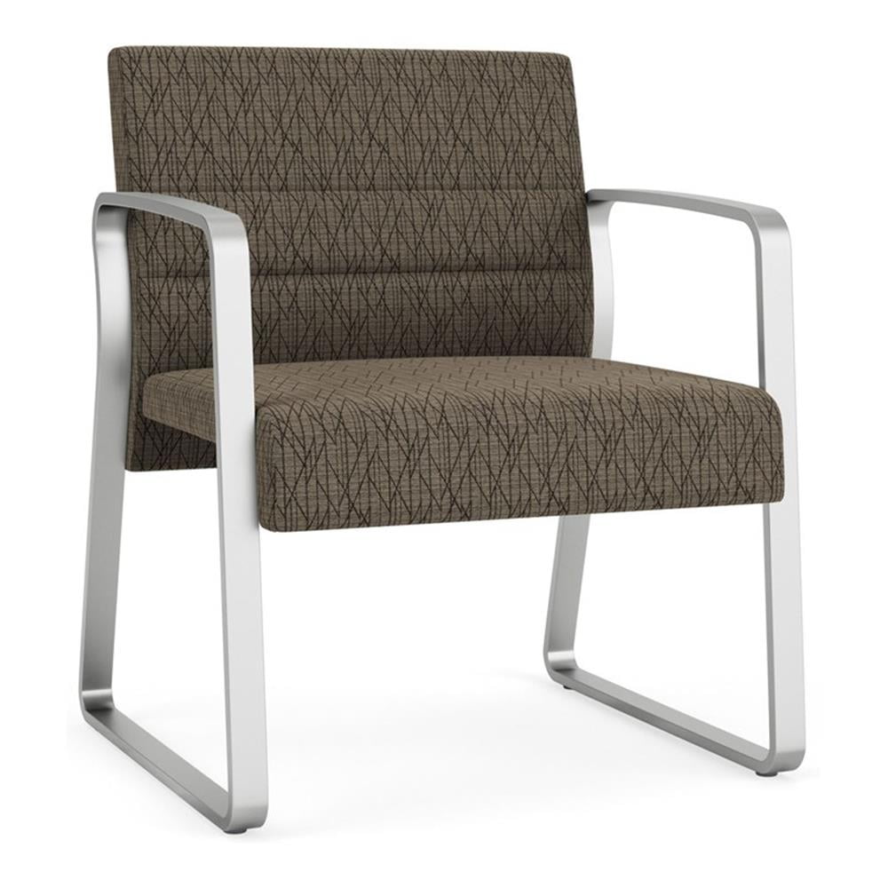 Waterfall Reception Sled Base Oversize Guest Chair / Silver Steel ...