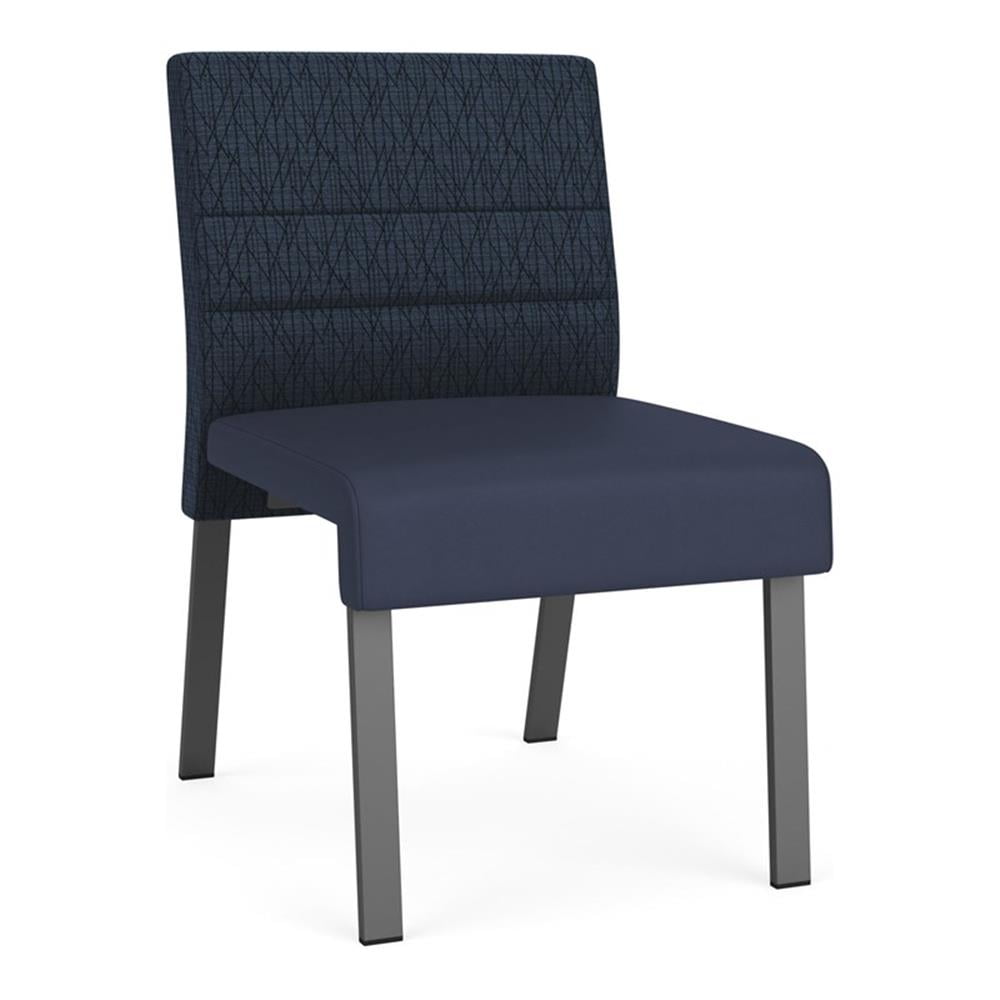 Waterfall Reception Waiting Armless Guest Chair / Charcoal Steel / Blue ...