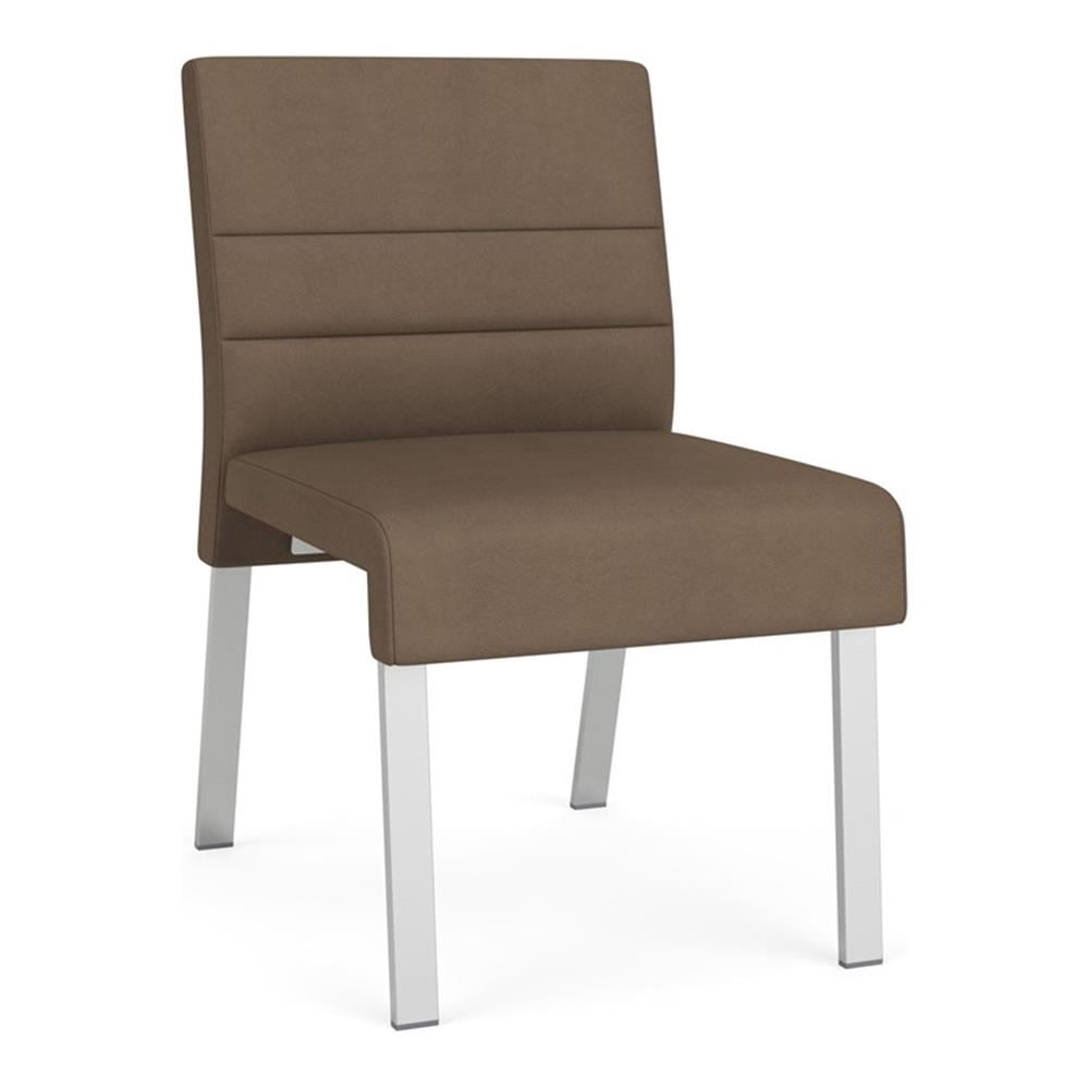 Waterfall Reception Waiting Armless Guest Chair / Silver Steel / Brown ...