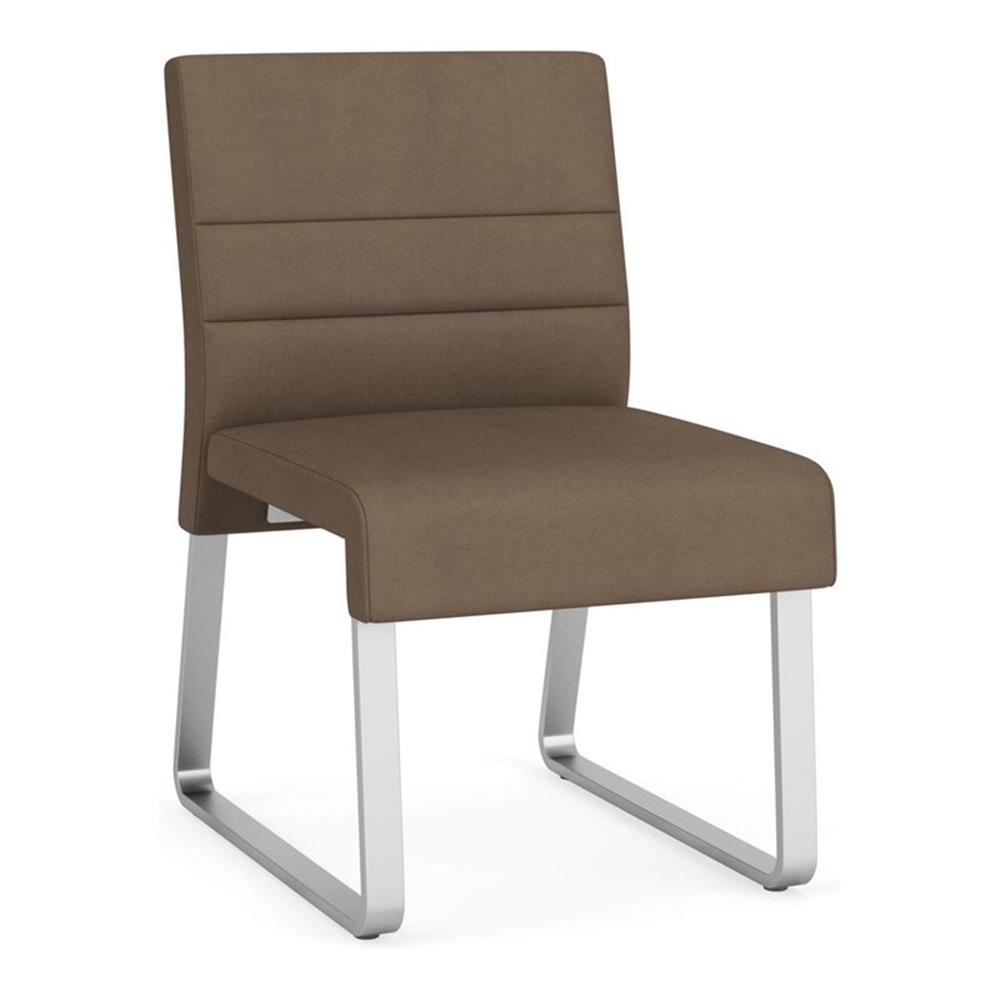Waterfall Reception Waiting Armless Guest Chair / Silver Steel / Brown ...