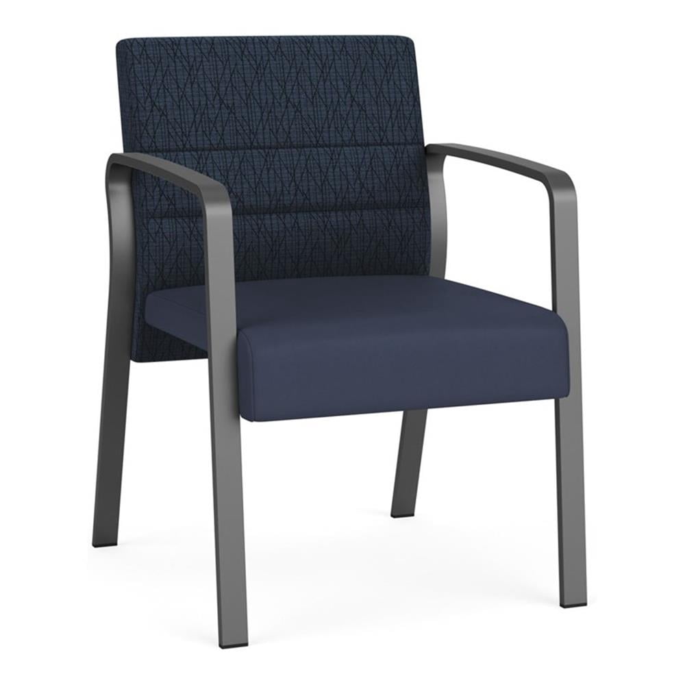Waterfall Reception Waiting Guest Chair / Charcoal Steel / Blue / Blue ...
