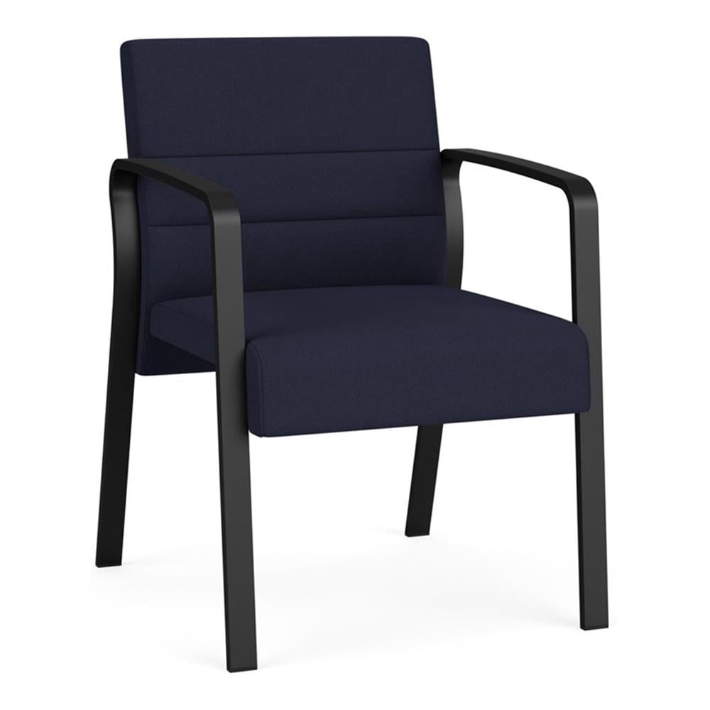 Waterfall Reception Waiting Room Guest Chair / Black Steel / Navy Blue ...