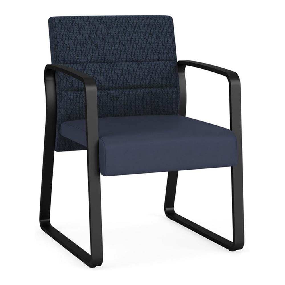 Waterfall Reception Waiting Sled Base Guest Chair / Black Steel / Blue ...