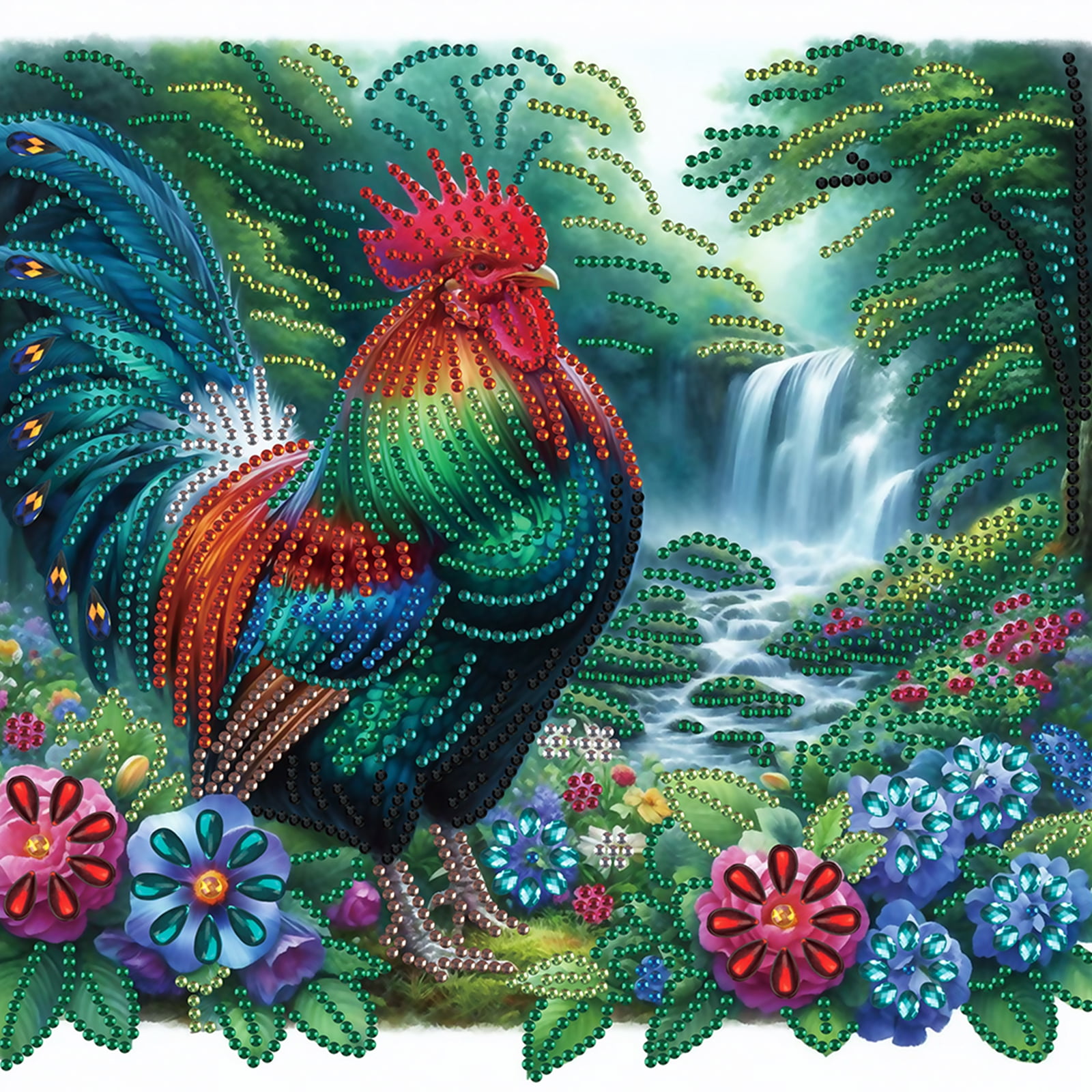 Waterfall Rooster Diamond Art Painting Kit - Walmart.com