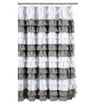 Waterfall Ruffled Nautical Stripe Fabric Shower Curtain (White/Silver ...