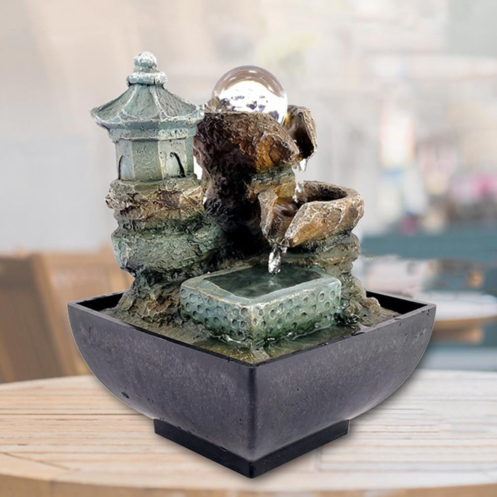 Waterfall Scene Tabletop Water Fountain With Lights Office Living Room ...