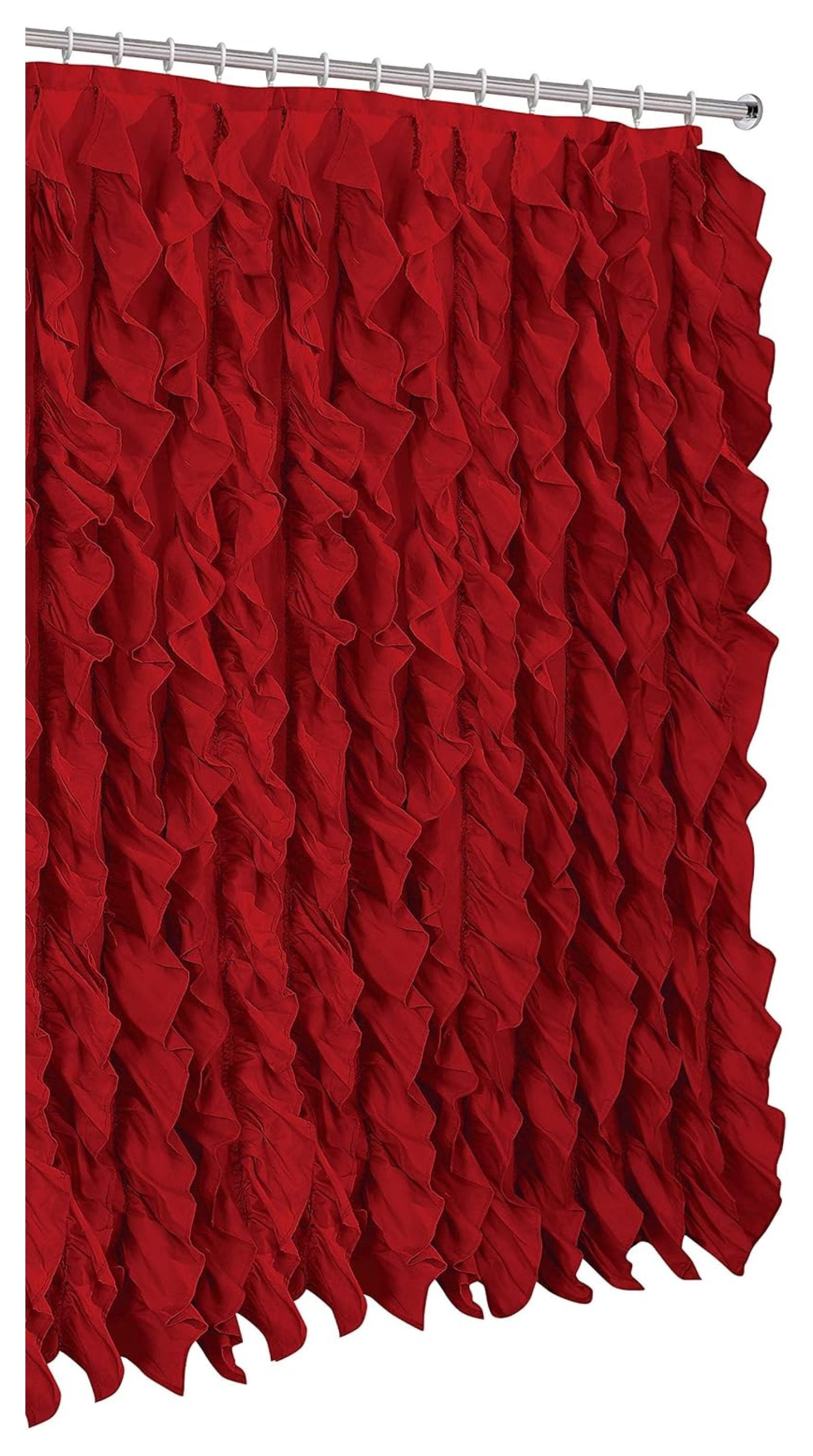 Waterfall Shabby Chic Ruffled Fabric Shower Curtain Red Walmart