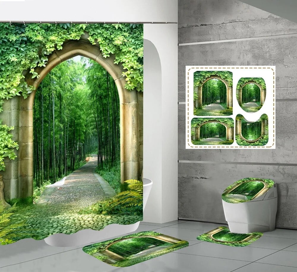Waterfall Shower Curtains Natural Scenery Bathroom Outdoor Landscape ...