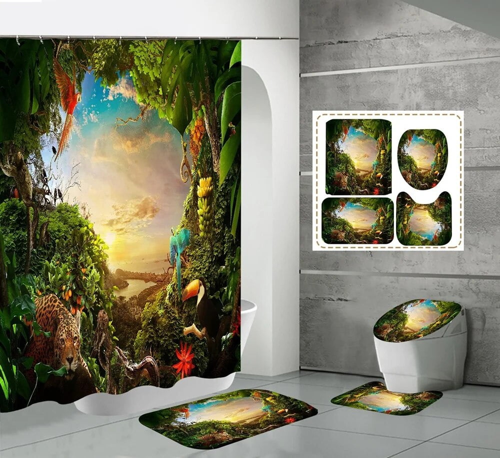 Waterfall Shower Curtains Natural Scenery Bathroom Outdoor Landscape ...
