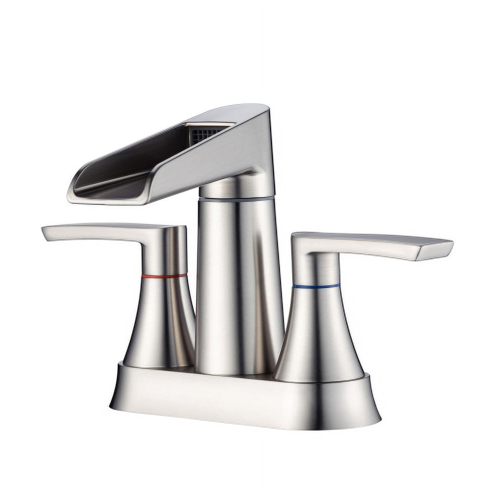 Waterfall Spout Bathroom Faucet, WaterSong 2-Handle Bathroom Sink ...