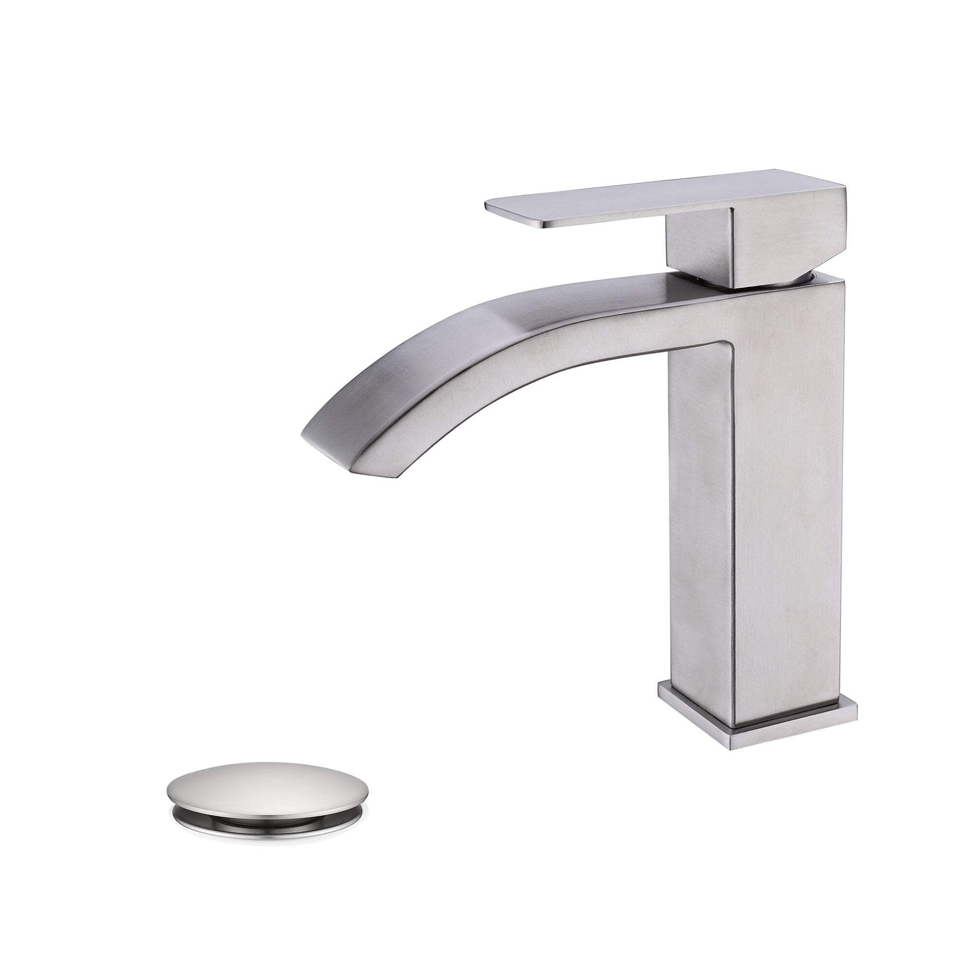 Waterfall Spout Bathroom Sink Single Handle Faucet With Pop Up Drain ...