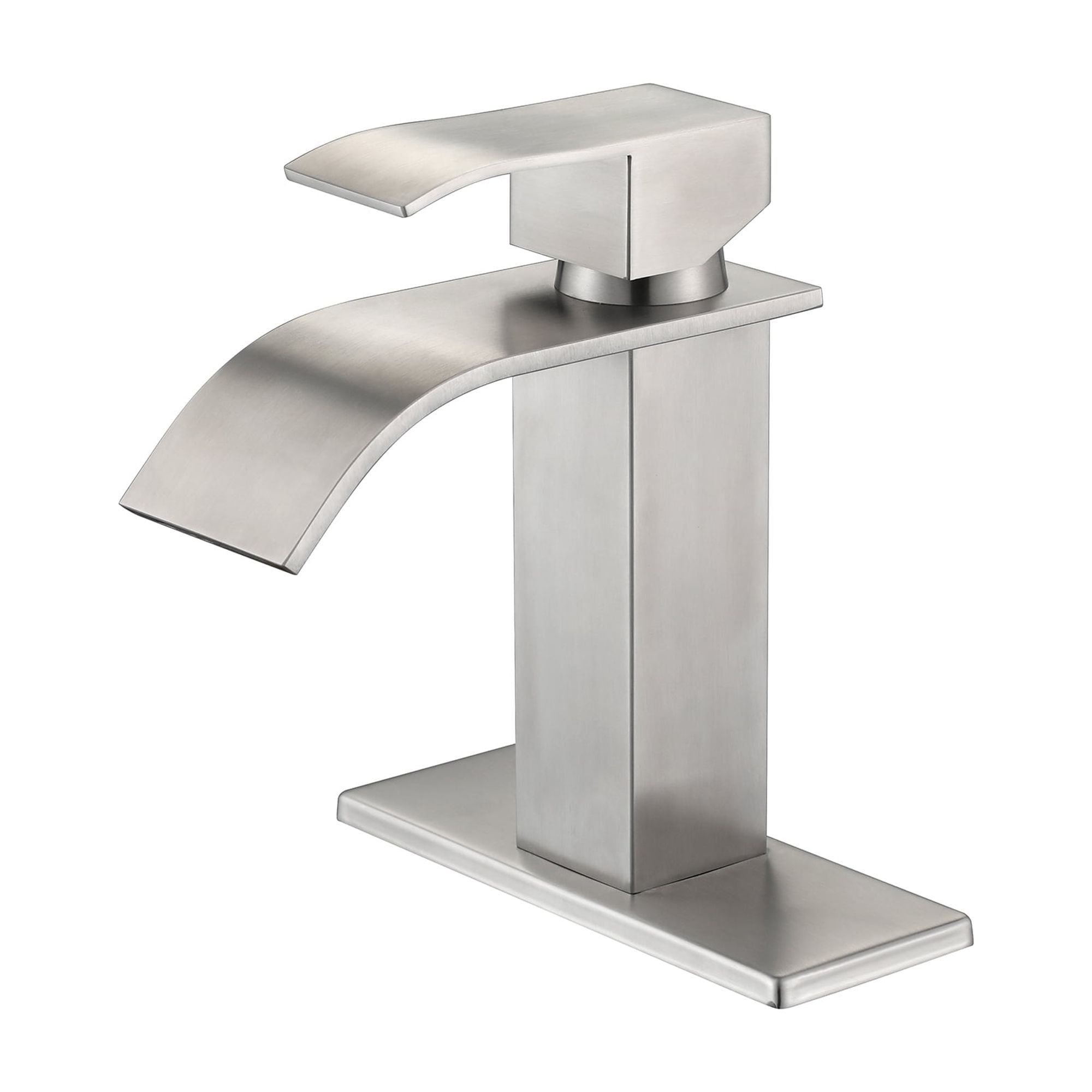Waterfall Spout Single Handle Bathroom Sink Faucet,Brushed Nickel ...