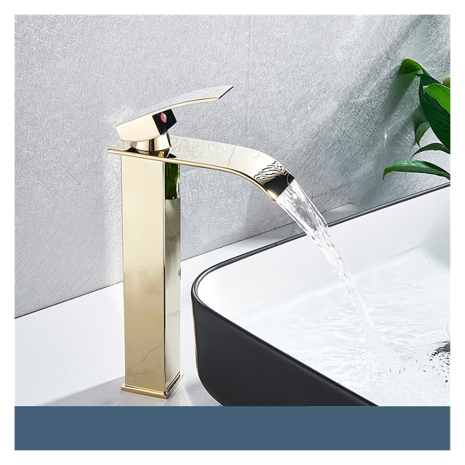 Waterfall Square Bathroom Basin Faucet Brass Material Surface Blackened ...