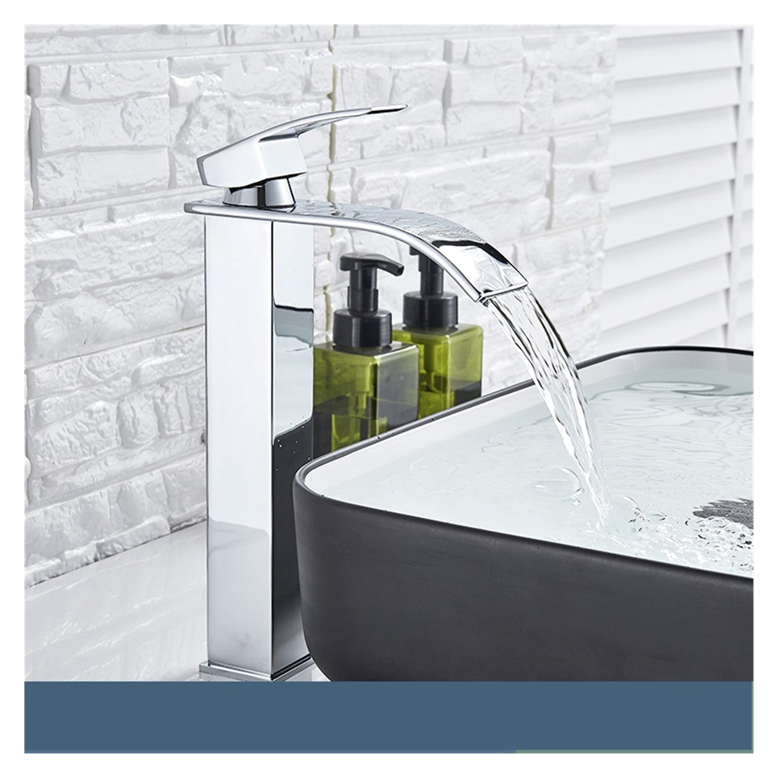 Waterfall Square Bathroom Basin Faucet Brass Material Surface Blackened ...