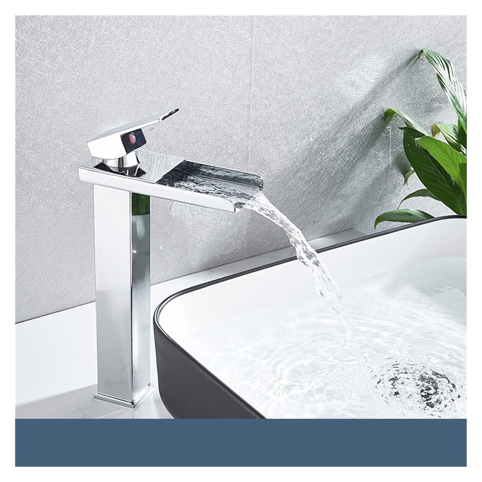Waterfall Square Bathroom Basin Faucet Brass Material Surface Blackened ...