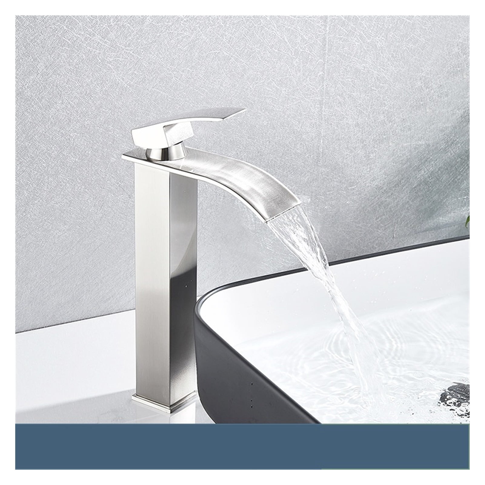 Waterfall Square Bathroom Basin Faucet Brass Material Surface Blackened ...