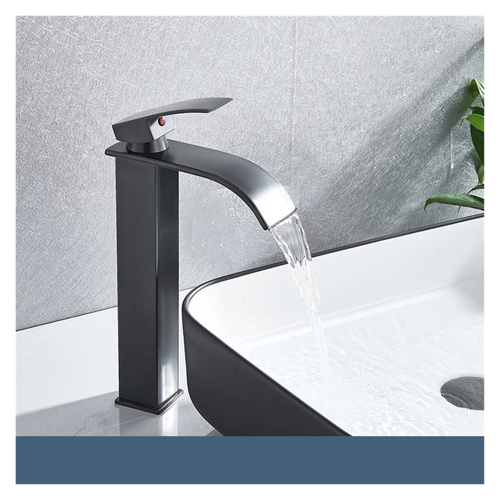 Waterfall Square Bathroom Basin Faucet Brass Material Surface Blackened ...