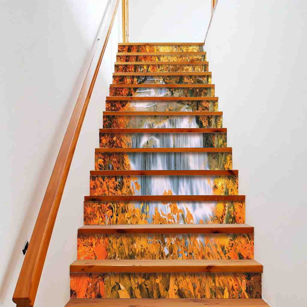 Waterfall Stair Stickers Decals Peel and Stick Natural Landscape Stair ...