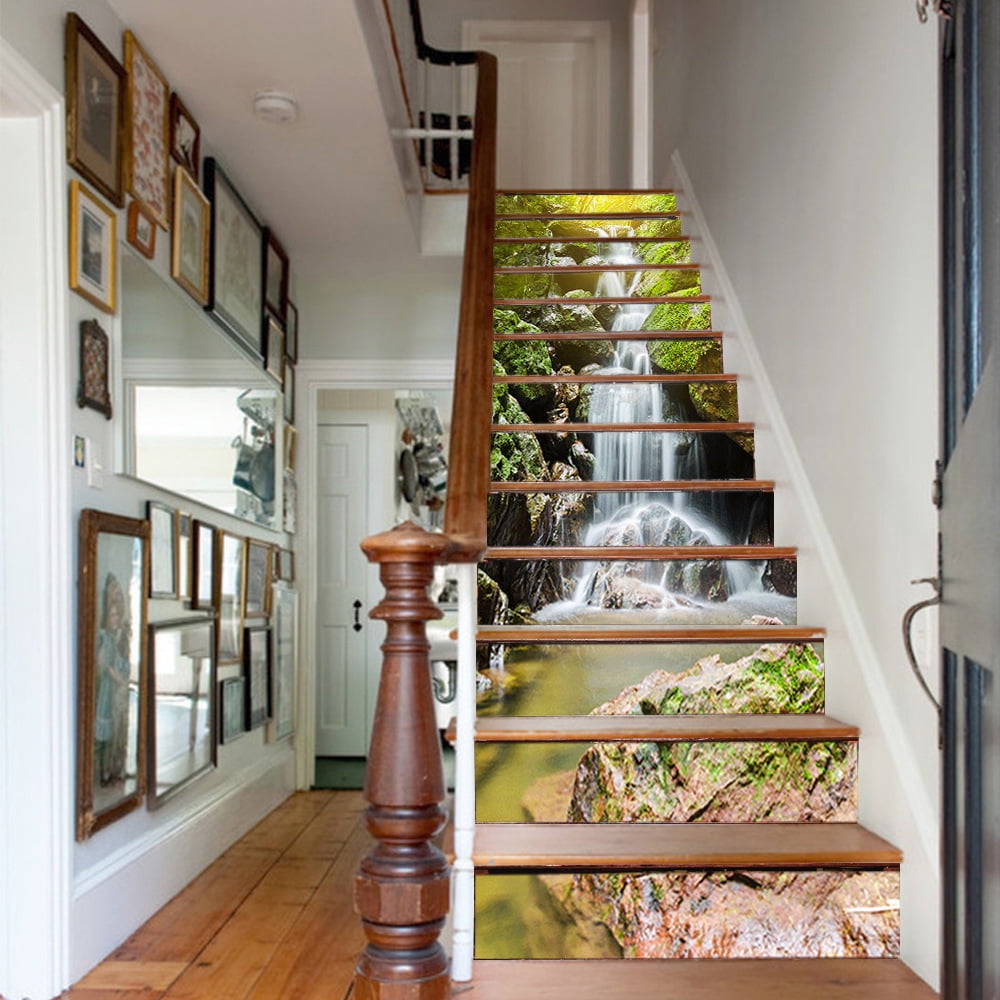 Waterfall Stair Stickers Decals Peel and Stick Natural Landscape Stair ...
