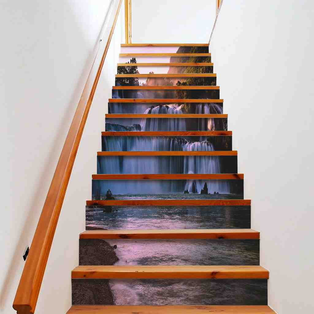 Waterfall Stair Stickers Decals Peel and Stick Natural Landscape Stair ...